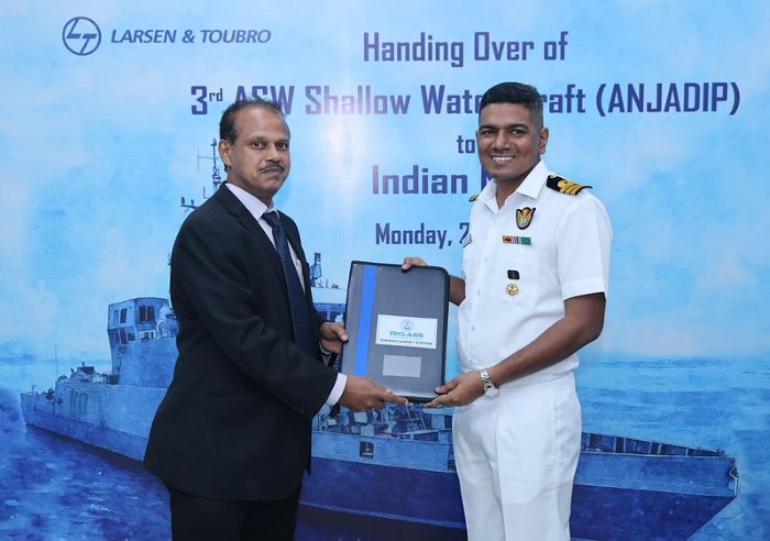 IRClass-Built ASW Craft ANJADIP Delivered to Indian Navy | Robban Assafina